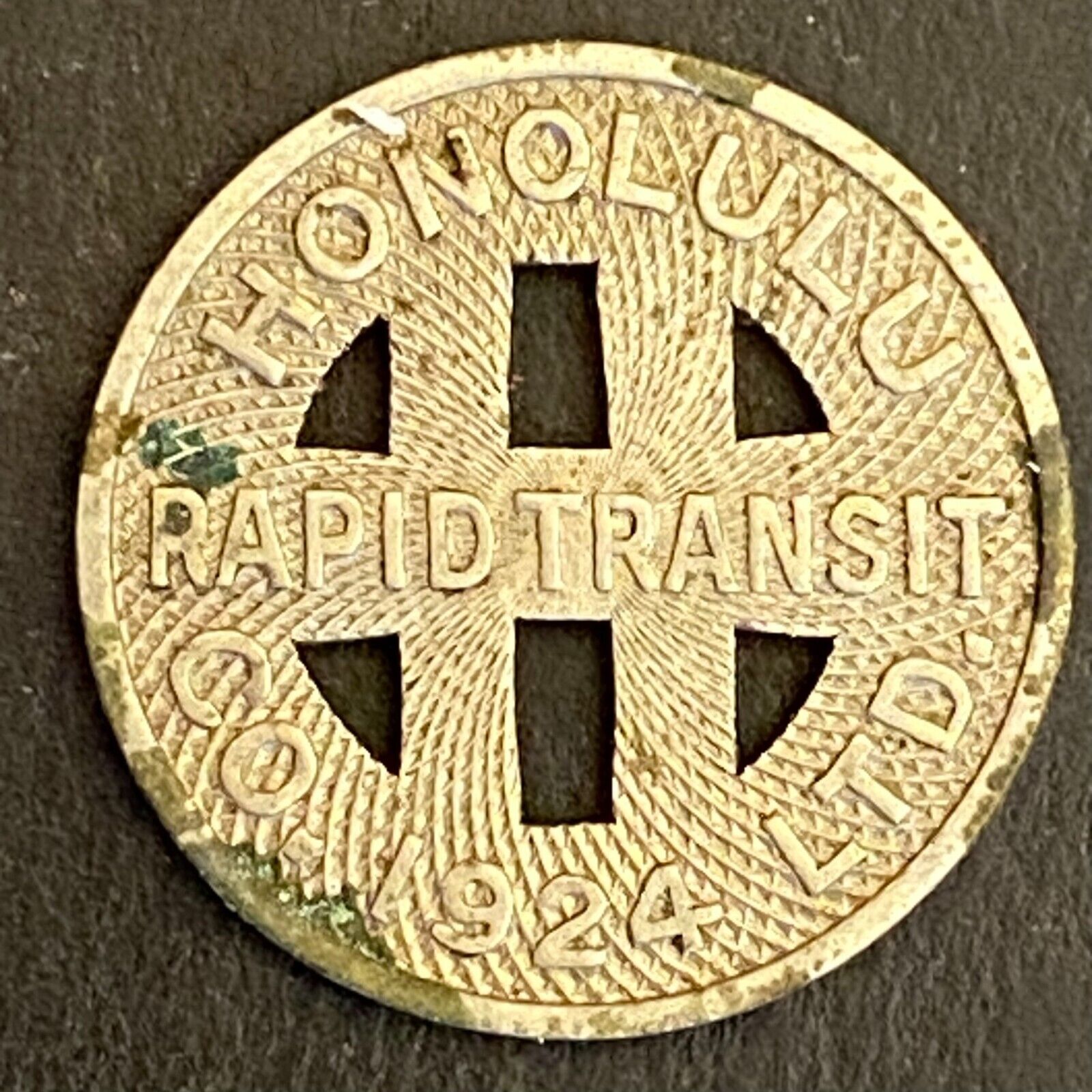 Honolulu Rapid Transit 1924 G/F One Full Fare Transit Token 16mm (#6 ...