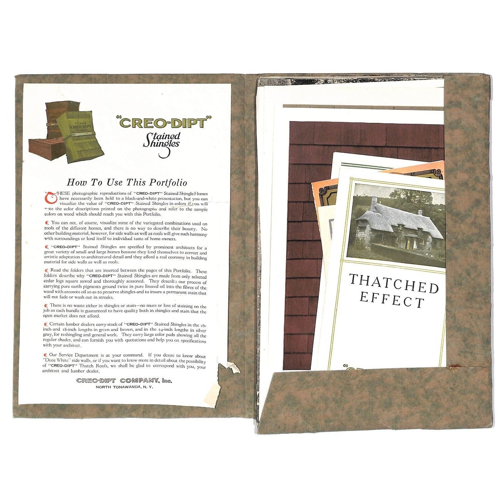Creo-Dipt Stained Shingled Homes Folder w/ Brochures & 45 6"x9" Photos ...