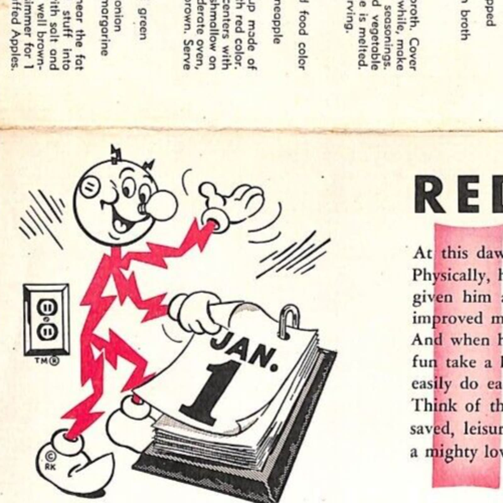 Potomac Edison Power 1950 Reddy Kilowatt "Reddy to Serve You" Calendar ...