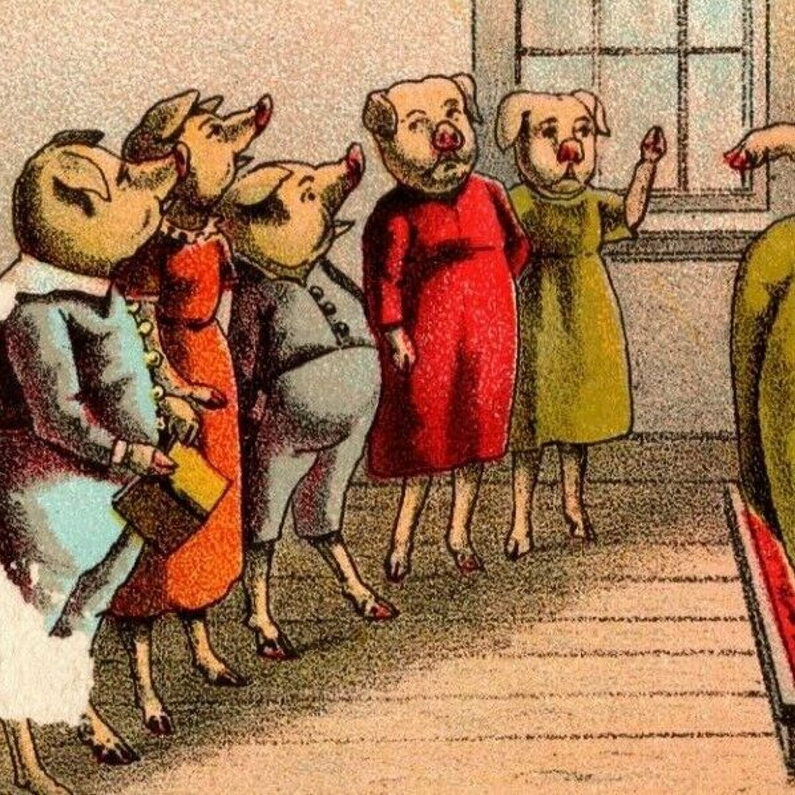 Victorian Trade Card - Swift Beef & Pork Packers Lard - Pigs learning ...