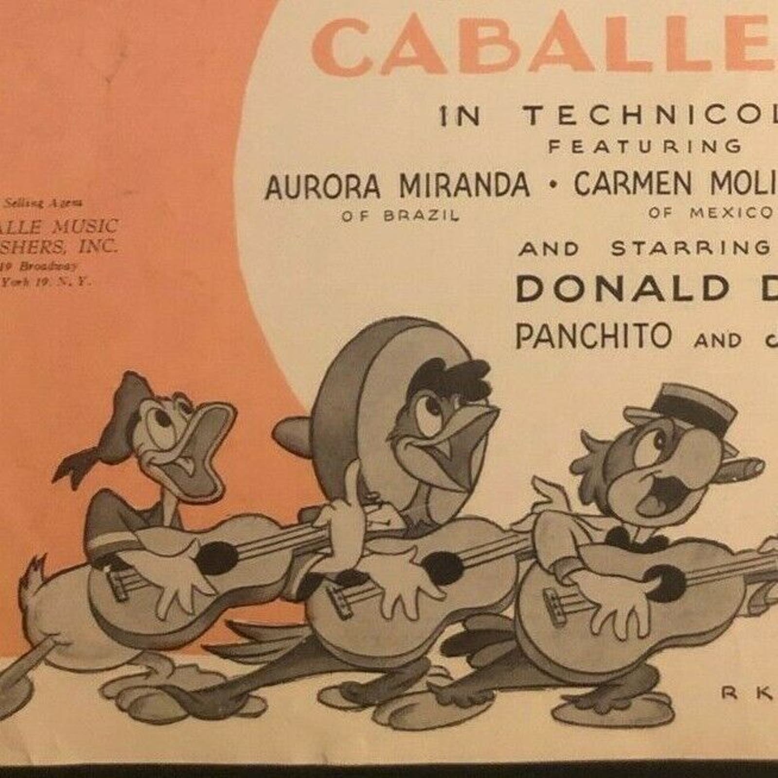 Vintage 1940's Disney Sheet Music "You Belong To My Heart" "Three Caba ...