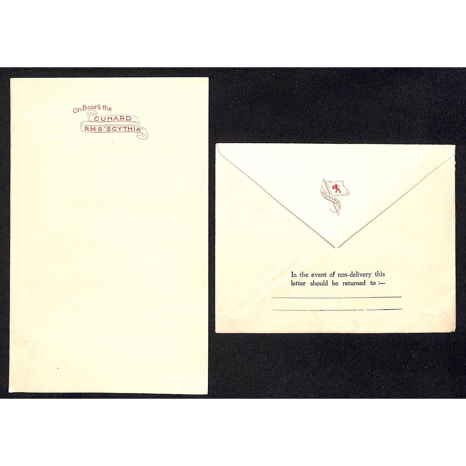 Cunard RMS "Scythia" On Board Ocean liner Stationary Sheet / Cover c19 ...
