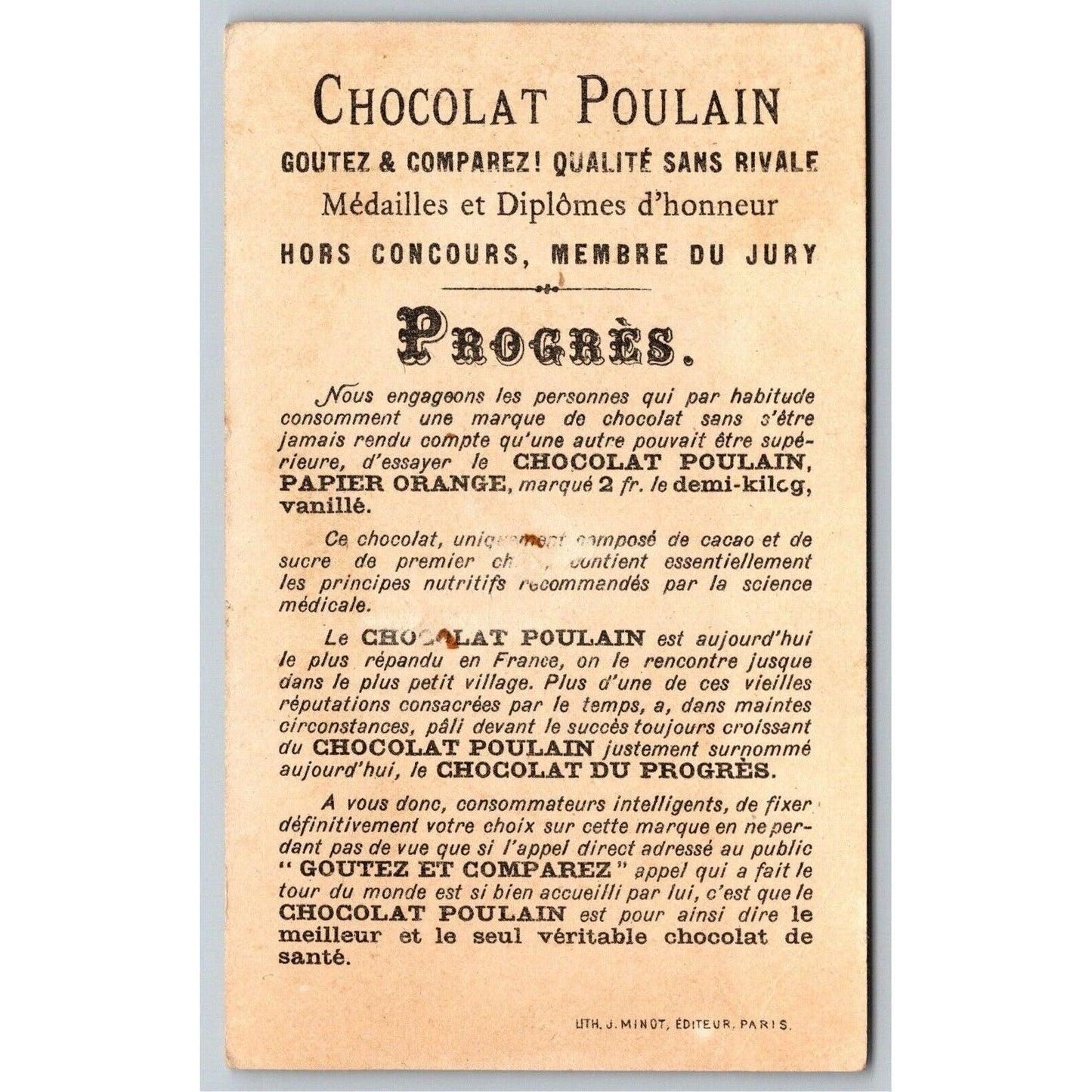 French Victorian Trade Card Chocolat Poulin "Le Braconnage" Poaching ...