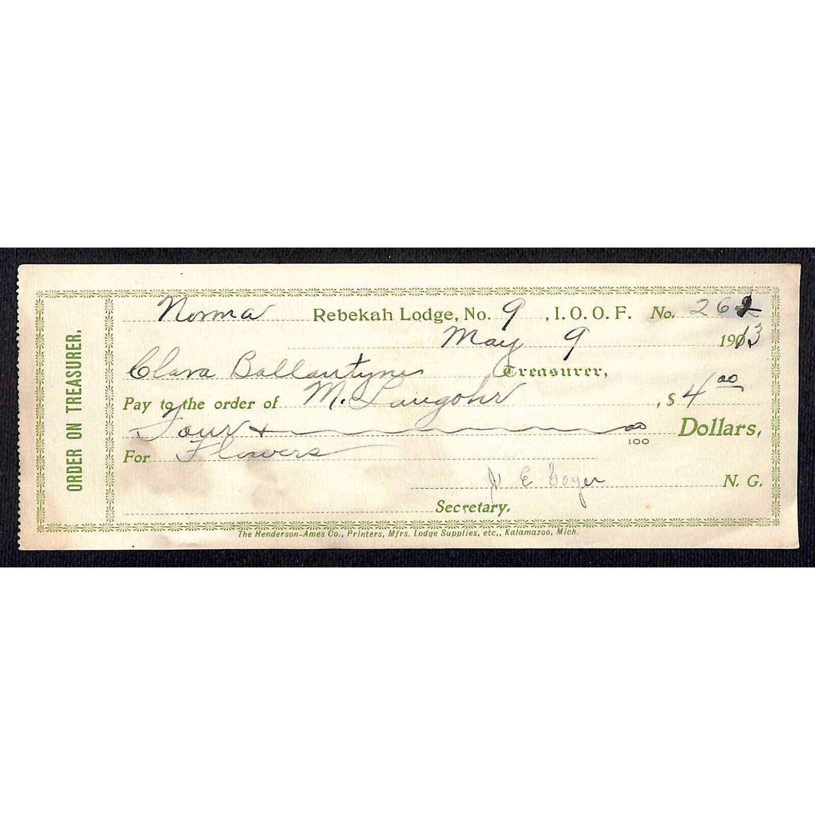IOOF Odd Fellows Rebekah Lodge No.9 1913 - Receipt / Billhead – Jerry's ...