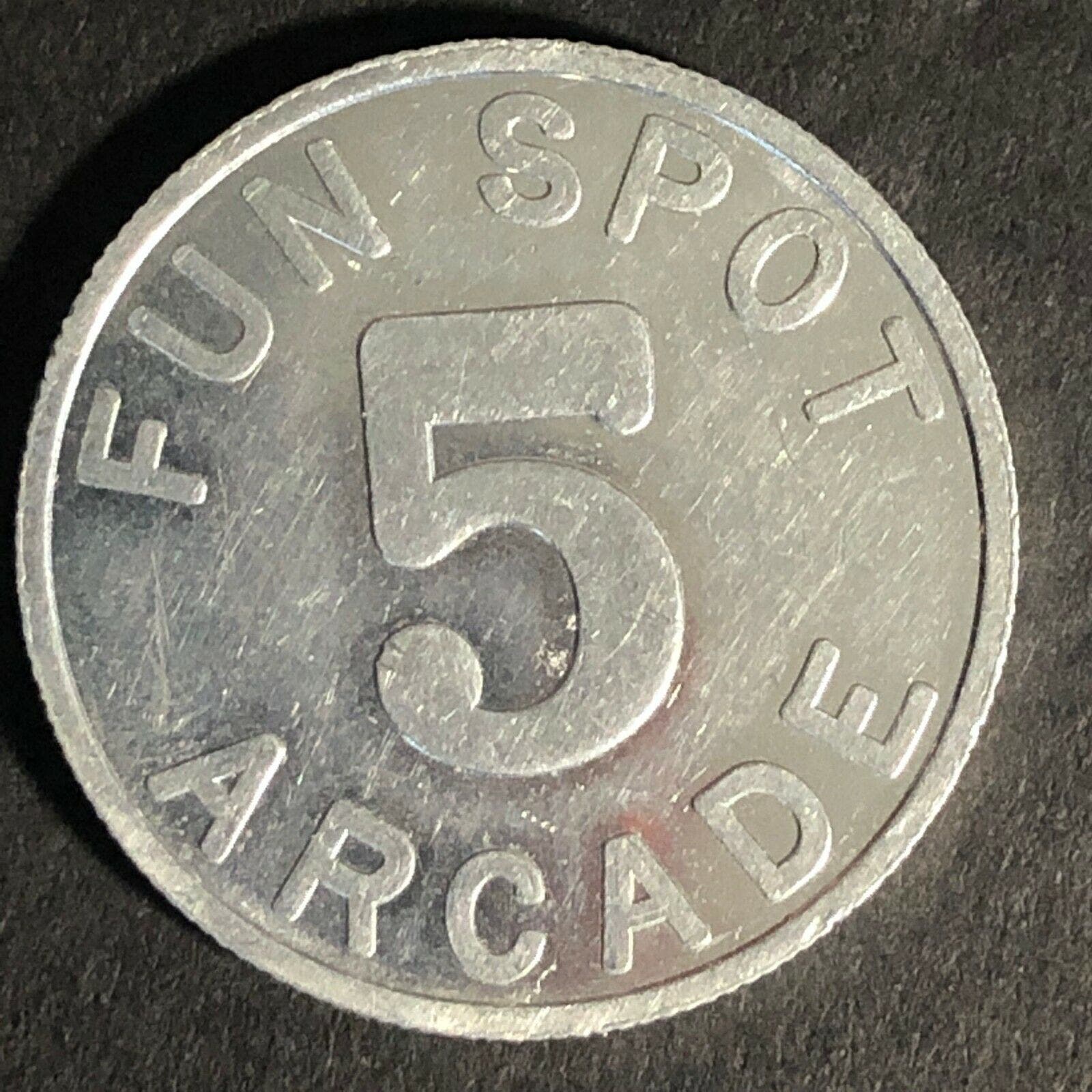 Fun Spot Arcade The Boardwalk Atlantic City, NJ Alum. Token "5" 25.5mm ...