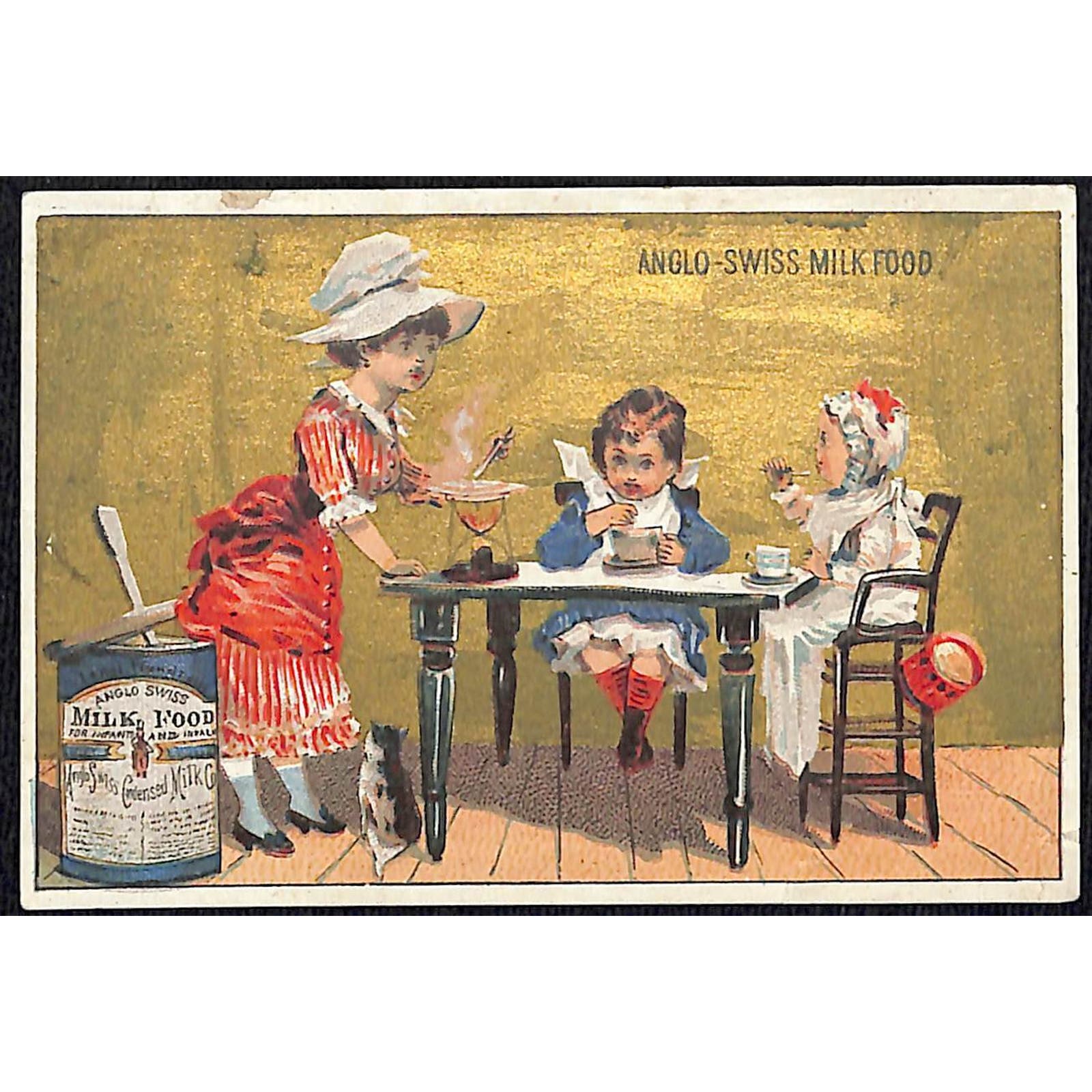 Anglo-Swiss Milk Food Victorian Trade Card Condensed Milk Kids Tea Par ...