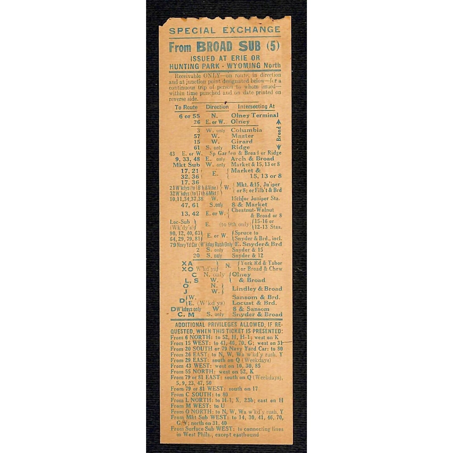 Vintage c1940's-50's Ticket - Philadelphia Transit Co. Erie - Broad Su ...