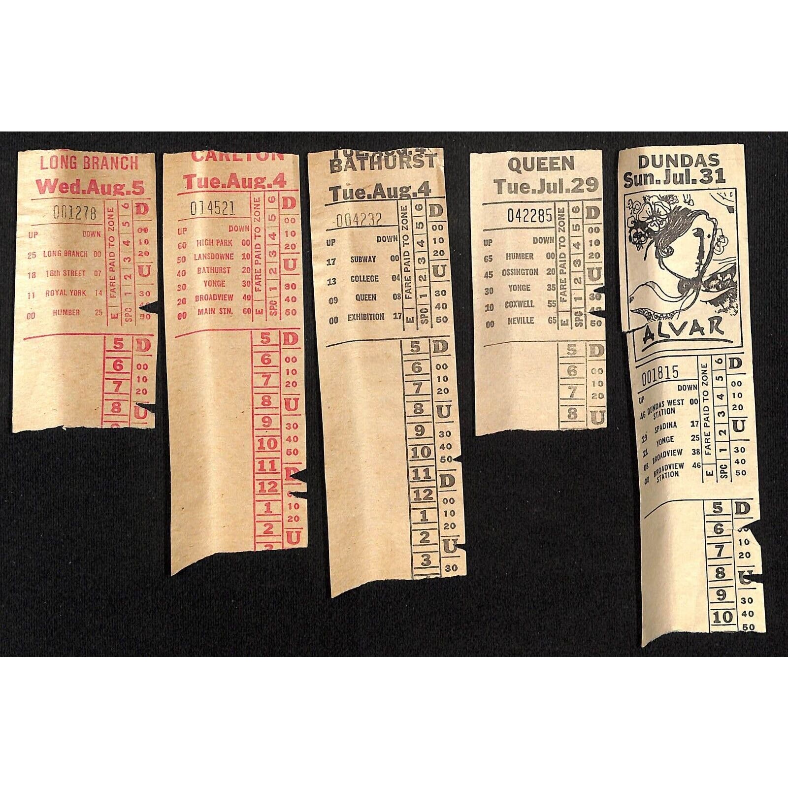 Toronto Transit Commission - Group of 5 Tickets c1950's-60's – Jerry's ...