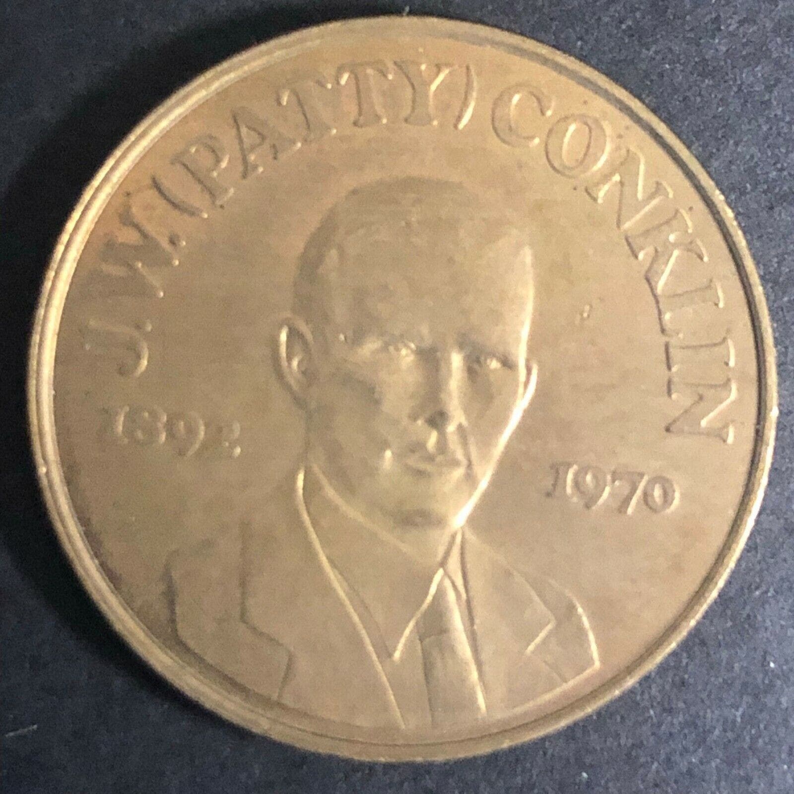 Vintage 24mm Brass J. W. (Patty) Conklin & Garrett 1892-1970 Medallion ...