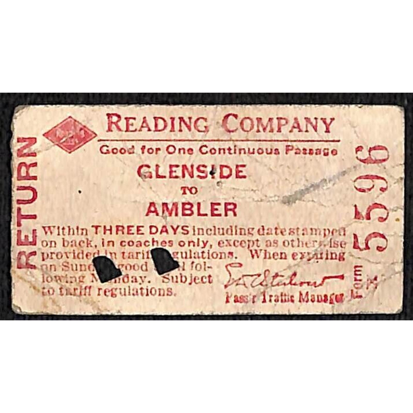 Reading Railroad 1934 Ticket Glenside to Ambler #5596 Scarce – Jerry's ...