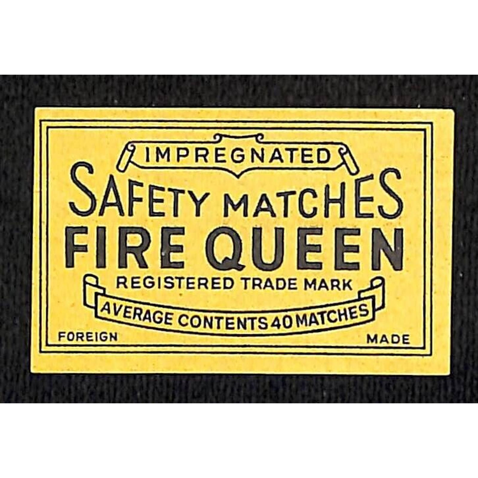 Vintage Matchbox Label Impregnated "Fire Queen" Safety Matches 1940's ...
